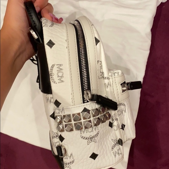 MCM | Bags | Mcm Logo White Mini Backpack | Poshmark